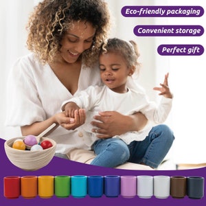Montessori Cognitive Color Matching Cups & Balls Educational Wooden ...