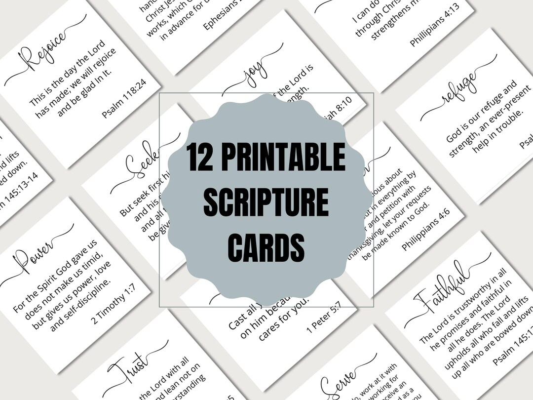 12 Printable Scripture Cards for Memory Verses and Bible Study Supplies ...