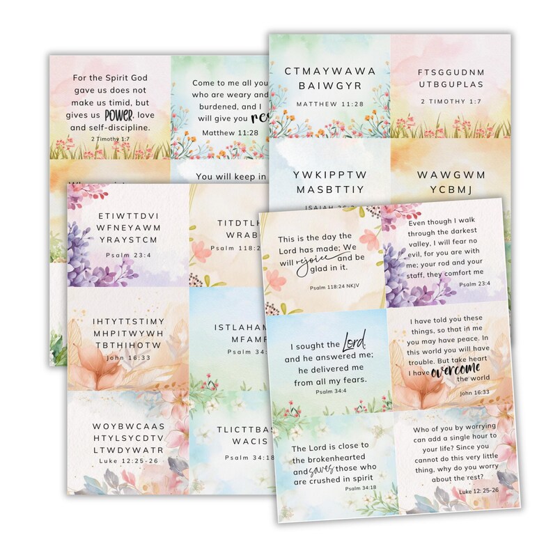 16 Christian Scripture Cards Printable Encouraging Bible Verse Cards ...