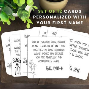 Bible Verse Scripture Cards Set of 12 : Hand-drawn Floral Personalized ...