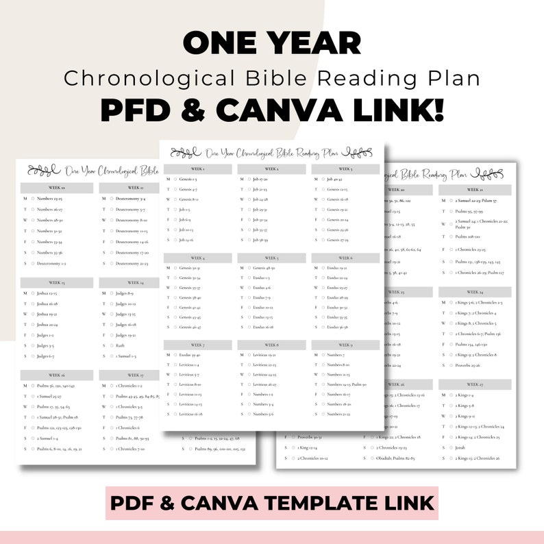 Chronological Bible Reading Plan 52 Week Bible Reading Plan - Etsy