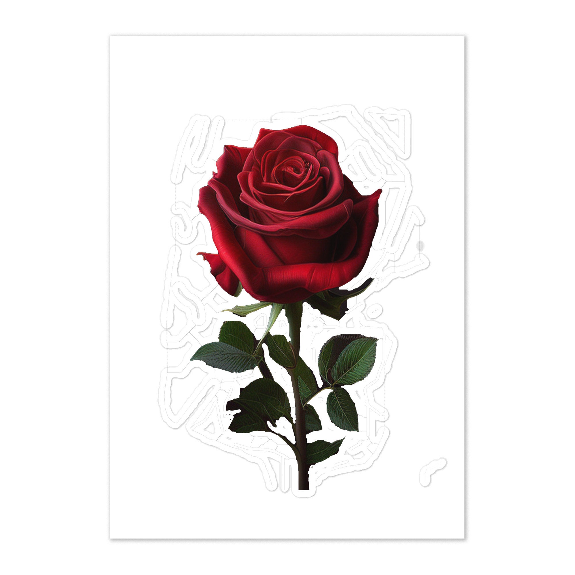 Red Rose Flower Sticker Floral Art Tattoo Laptop Vinyl Cute - Etsy