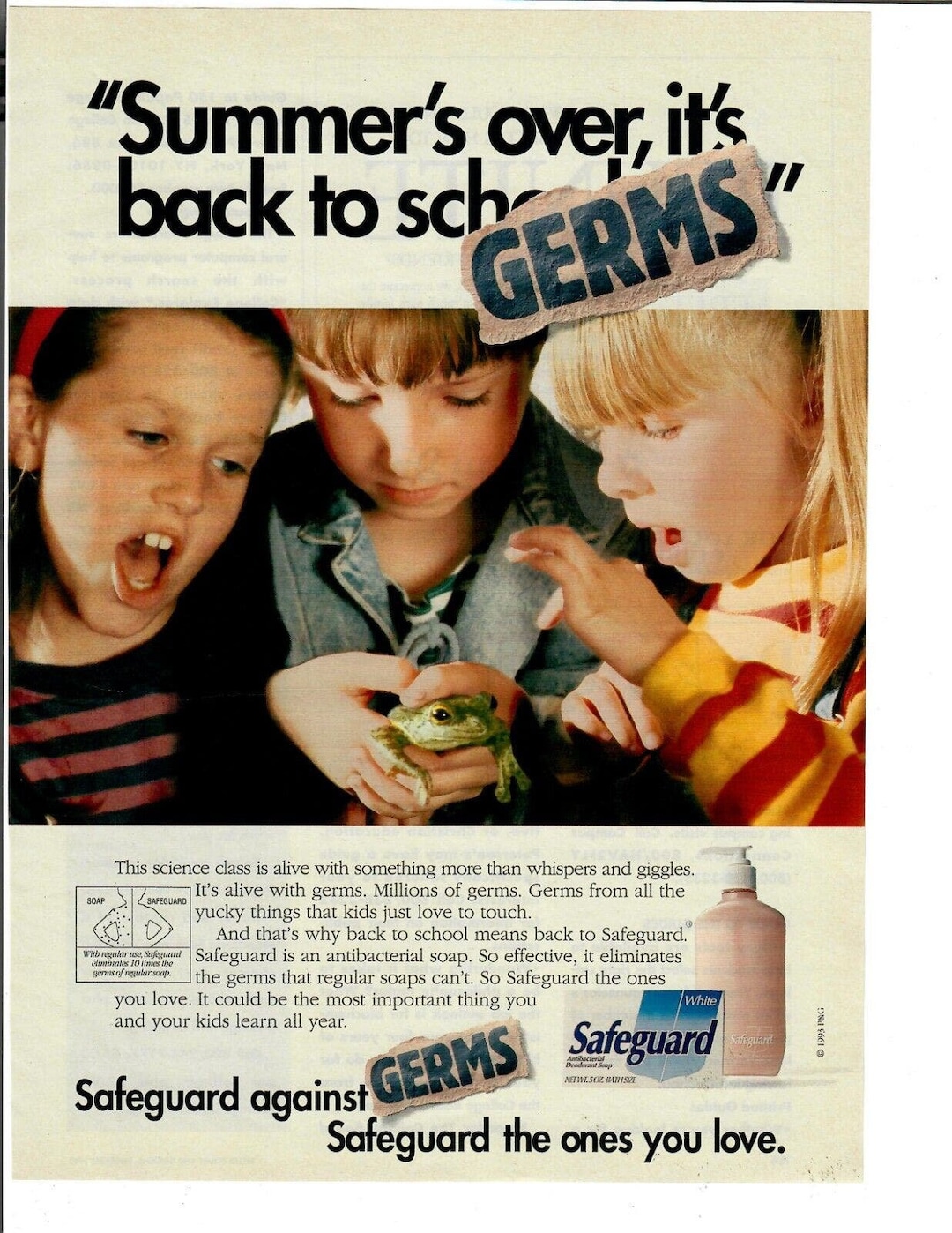 1993 Safeguard Magazine Print Ad Summers Over Back to Germs Soap ...