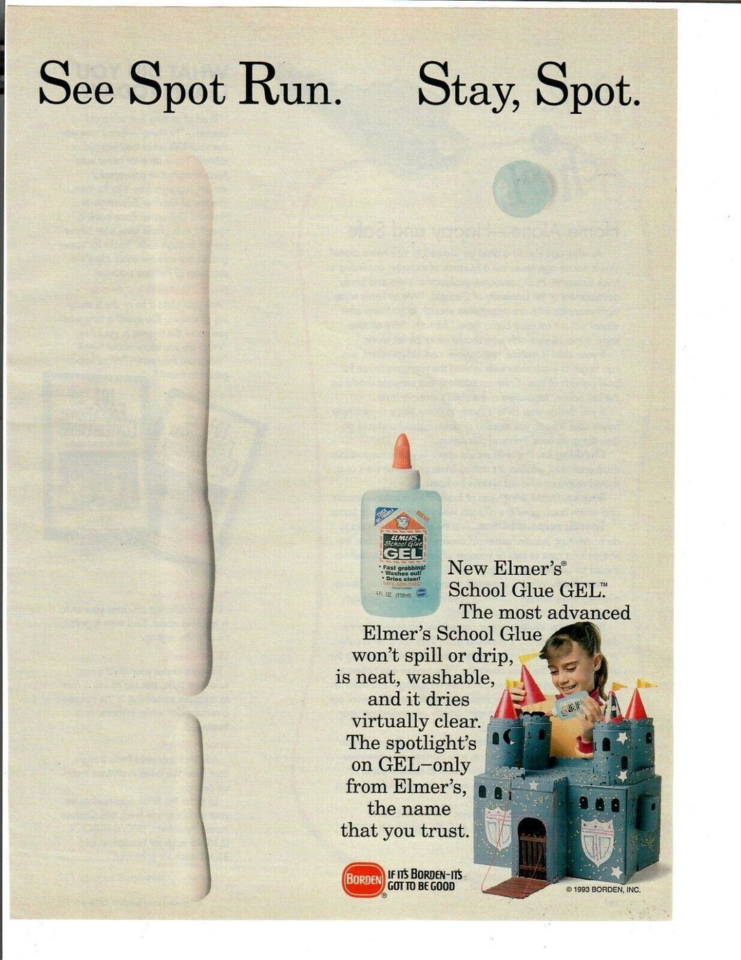 1993 Elmers Glue Magazine Print Ad See Spot Run Stay School Glue ...