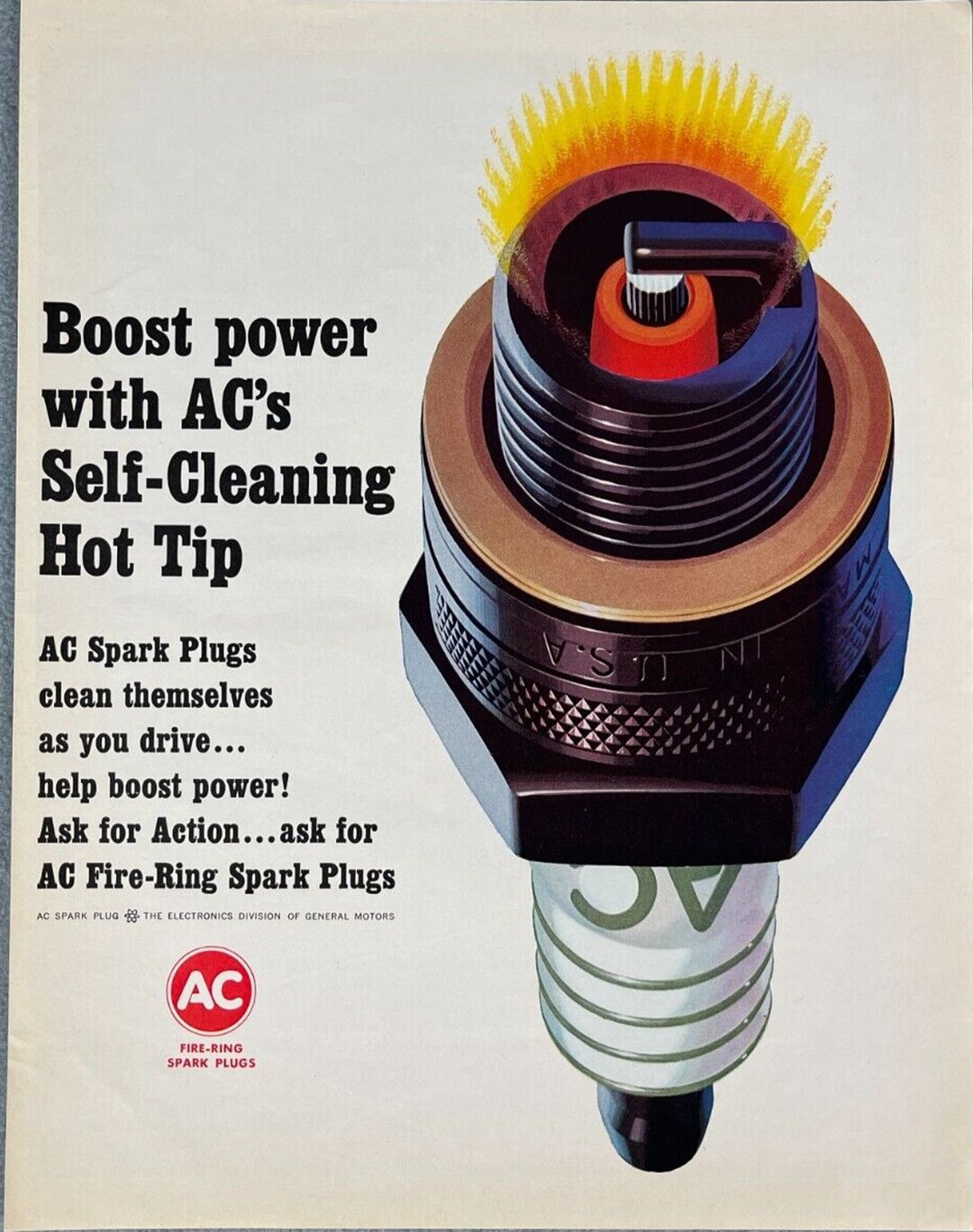 1965 AC Spark Plugs Vintage Print Ad Boost Power With - Etsy