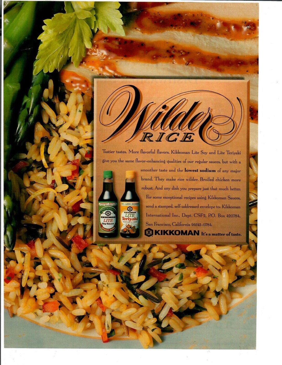 1993 Kikkoman Magazine Print Ad Wilder Rice Matter of Taste ...