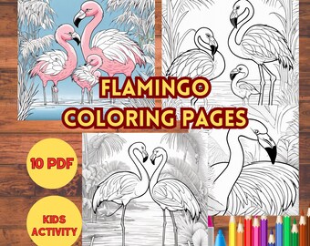Summer Flamingos Coloring Page / Flamingo Coloring Sheet / - Etsy