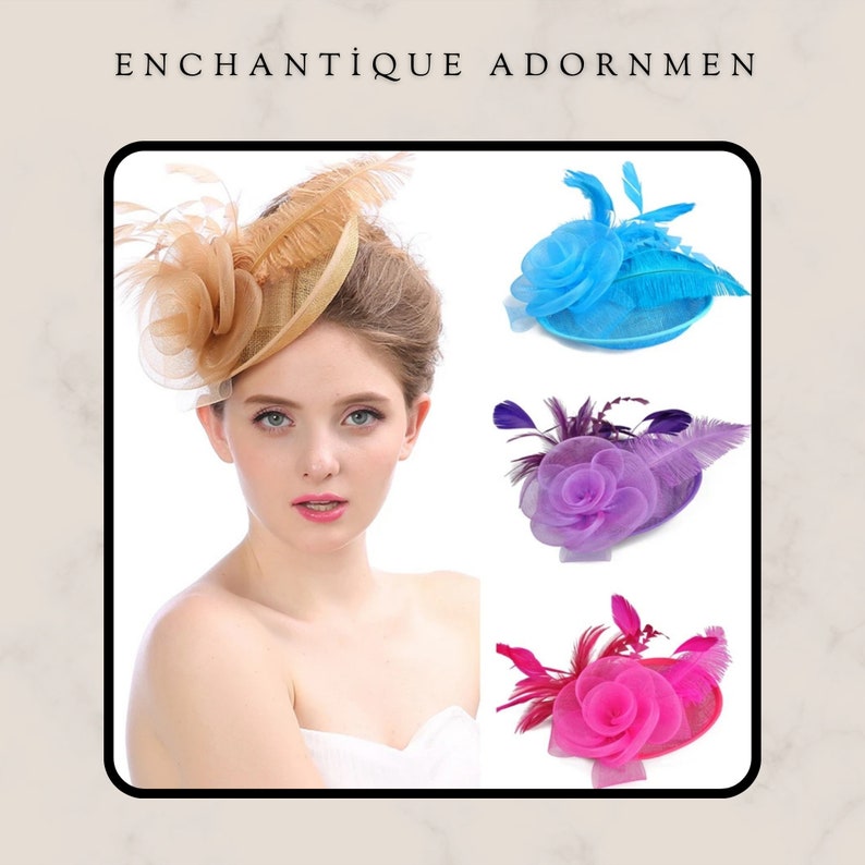 Elegant Wedding Fascinator Hat, Asymmetric Flower Feather Fascinator ...