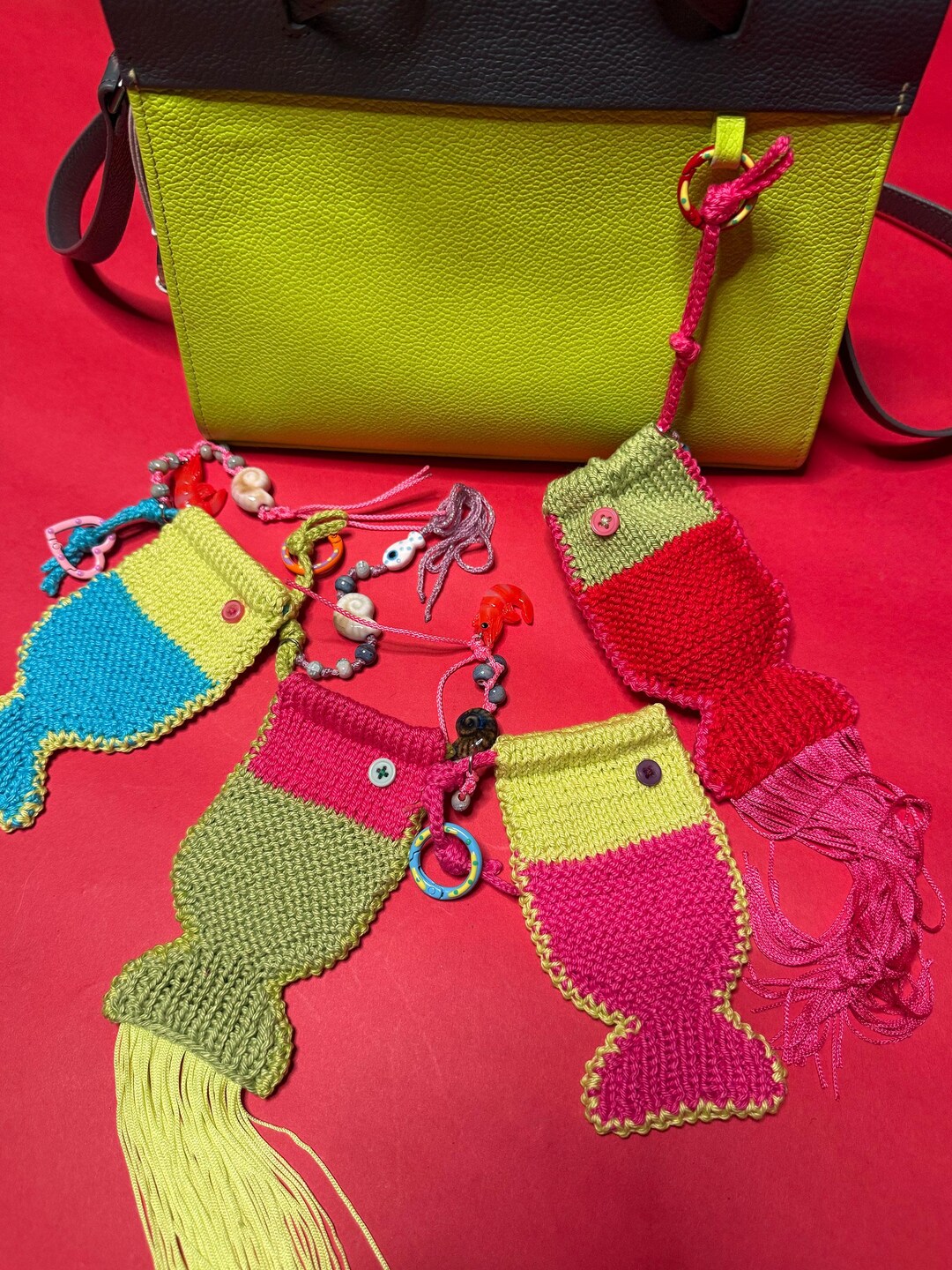 Handmade Crochet Fish AirPod Case – Upcycled Neon Tassel Accessory - Etsy