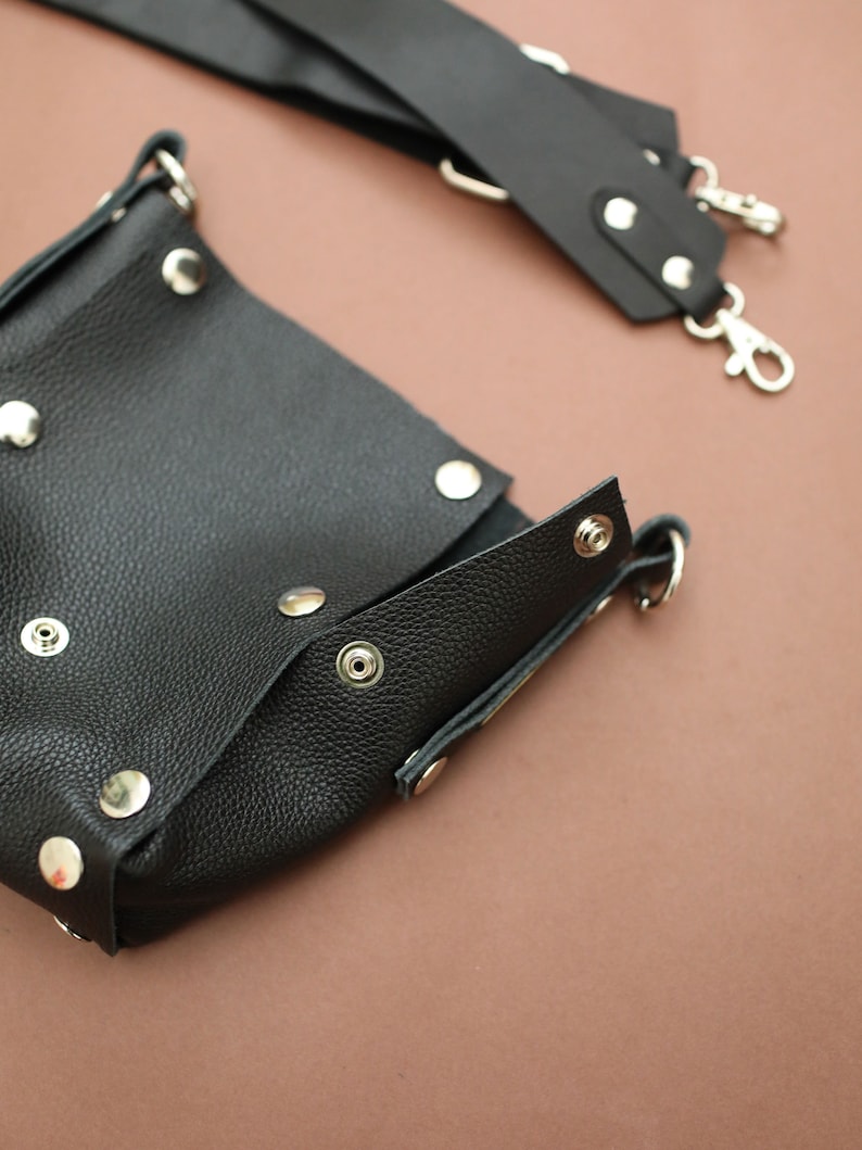 Upcycled Leather Crossbody Phone Bag, Hand-painted "shroomy Eyes ...