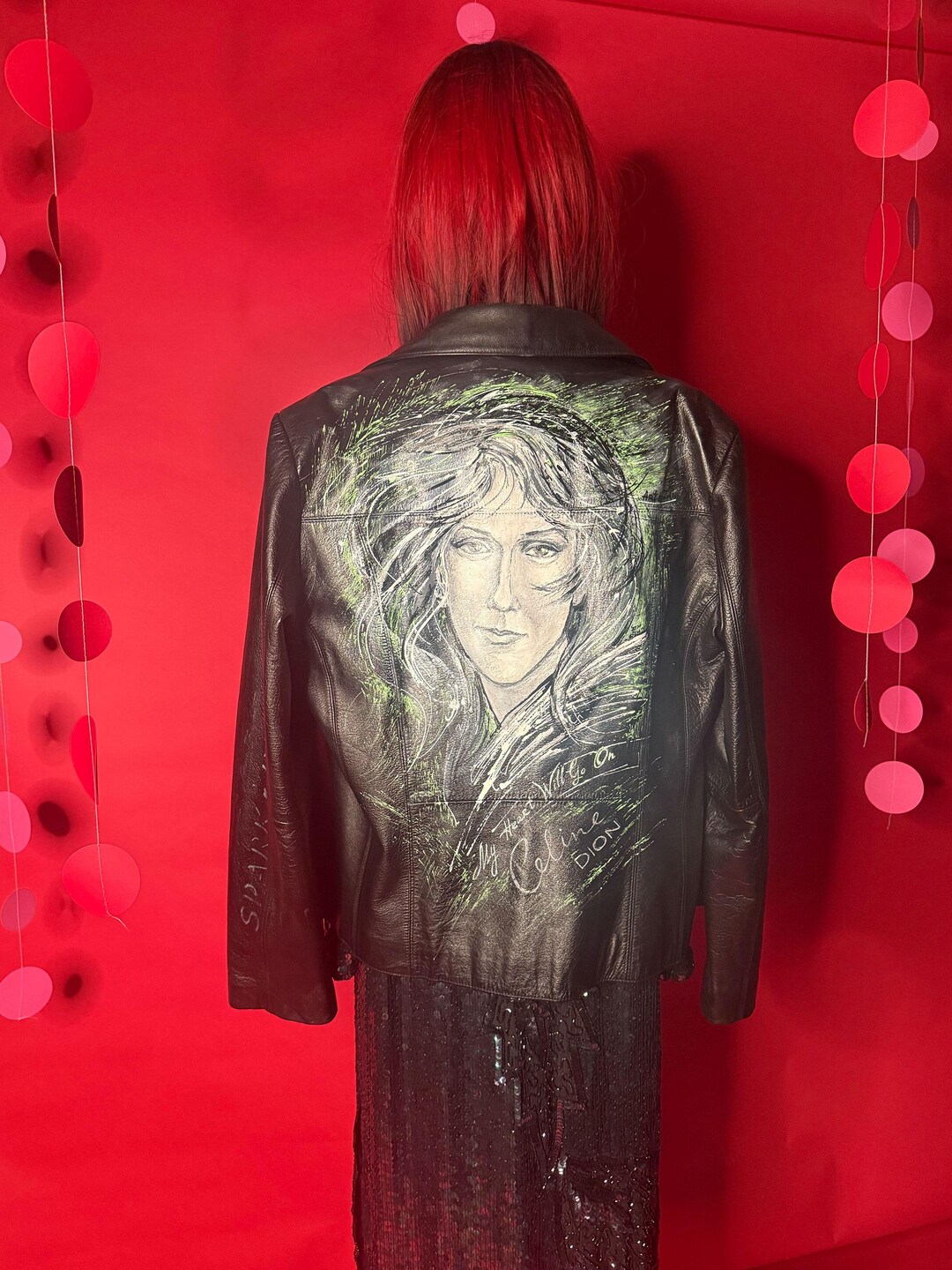 Upcycled Celine Dion Leather Jacket – 90s Wilsons Hand-painted Art Coat ...