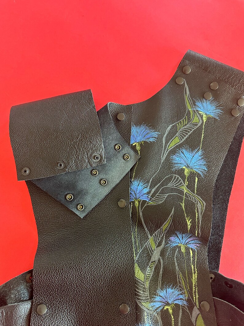 Unique Upcycled Leather Modular Vest - Unisex, One Size (S/M), Hand ...