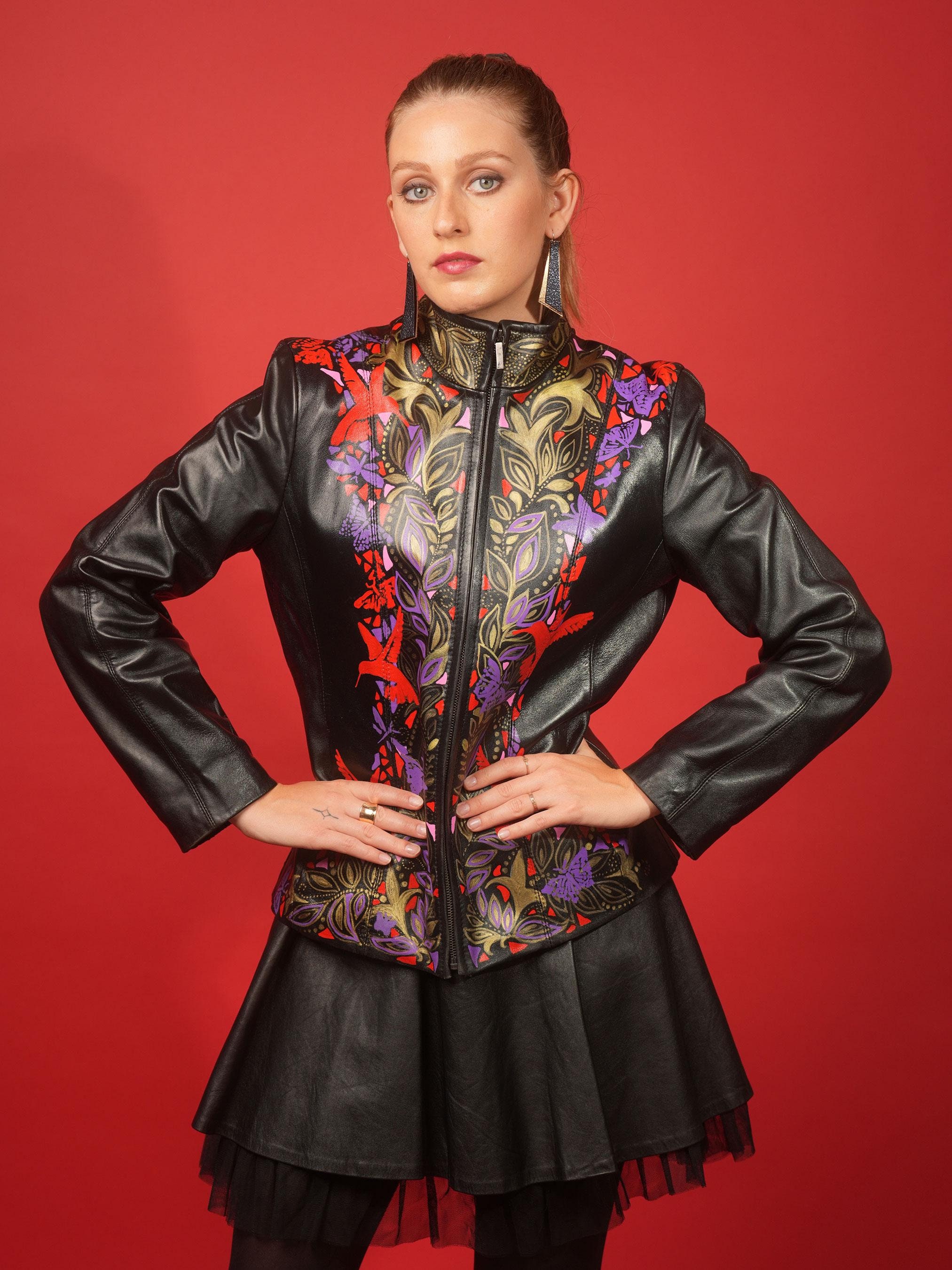 Upcycled Hand-painted Leather Jacket, Colebrook, Size M - Etsy