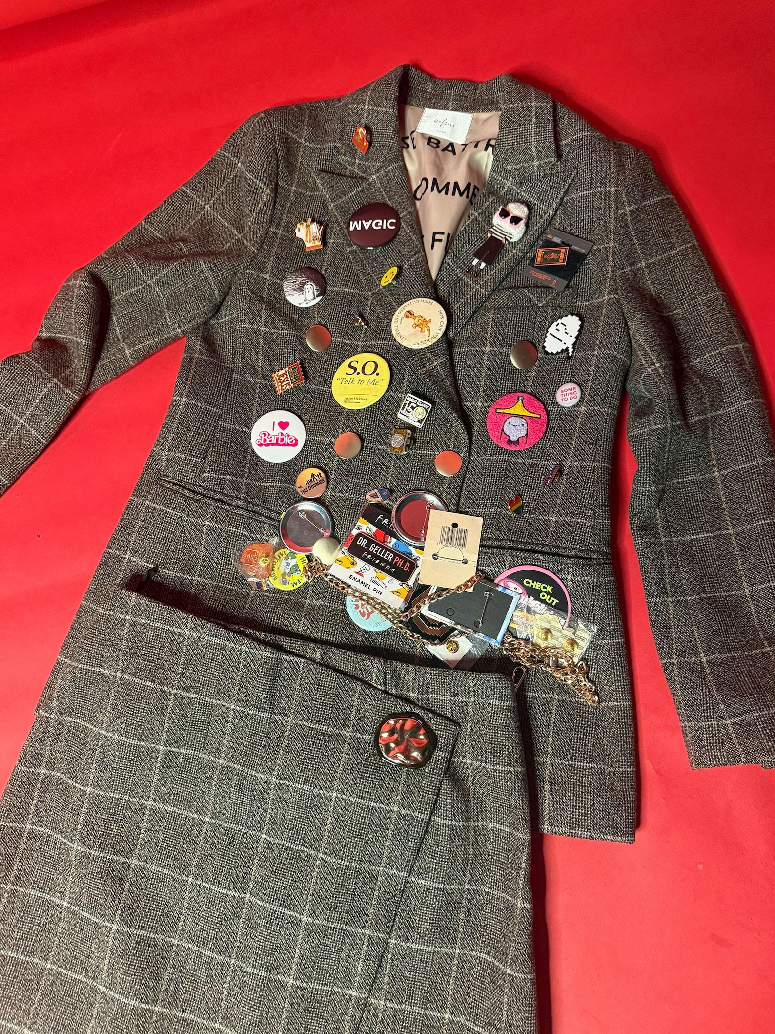 Upcycled Plaid Blazer Skirt Set – Vintage Pin Kit, Size S/M - Etsy