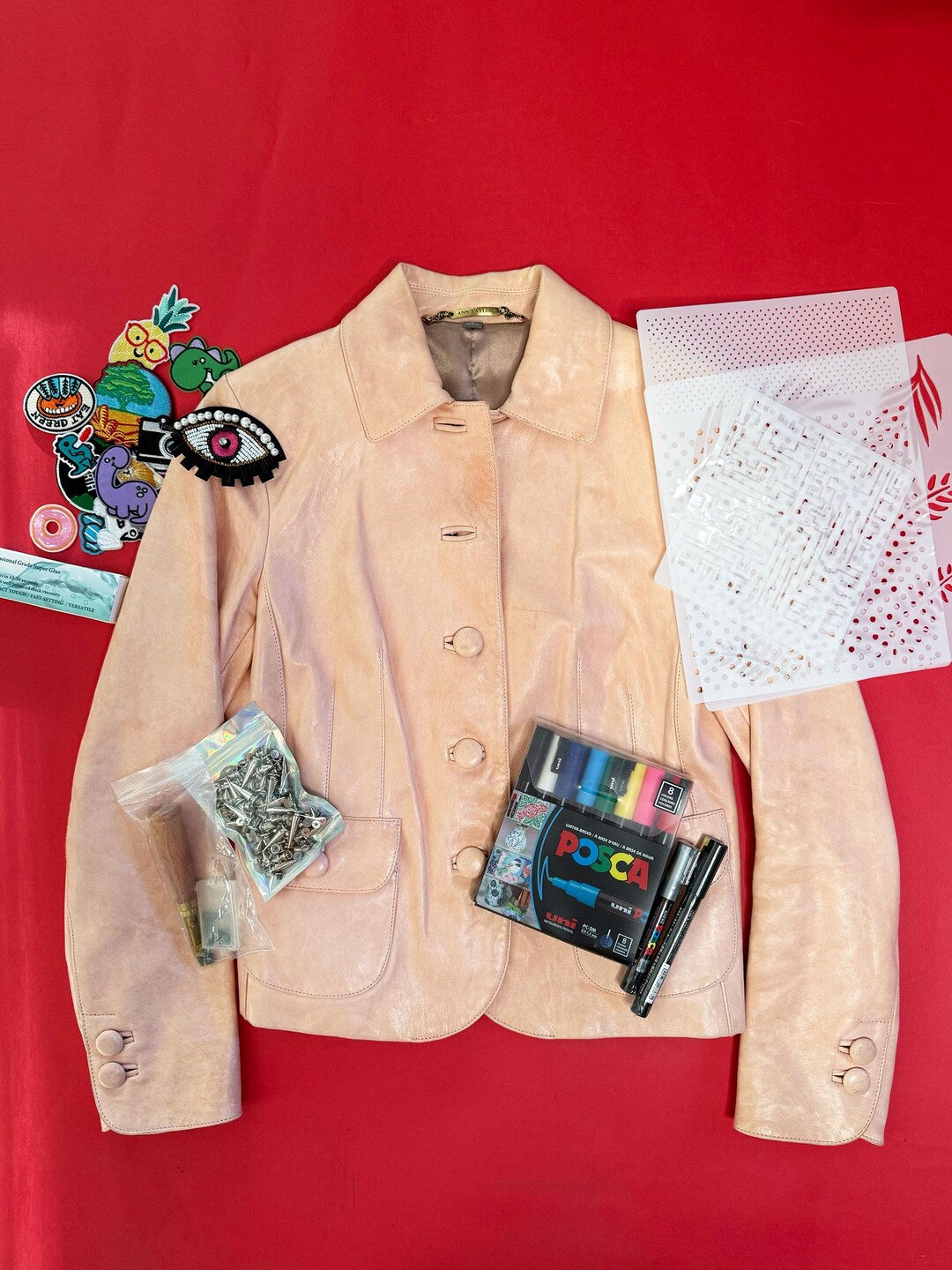 Eco Fashion DIY Kit With Upcycled Ann Taylor Leather Pink Jacket (size ...