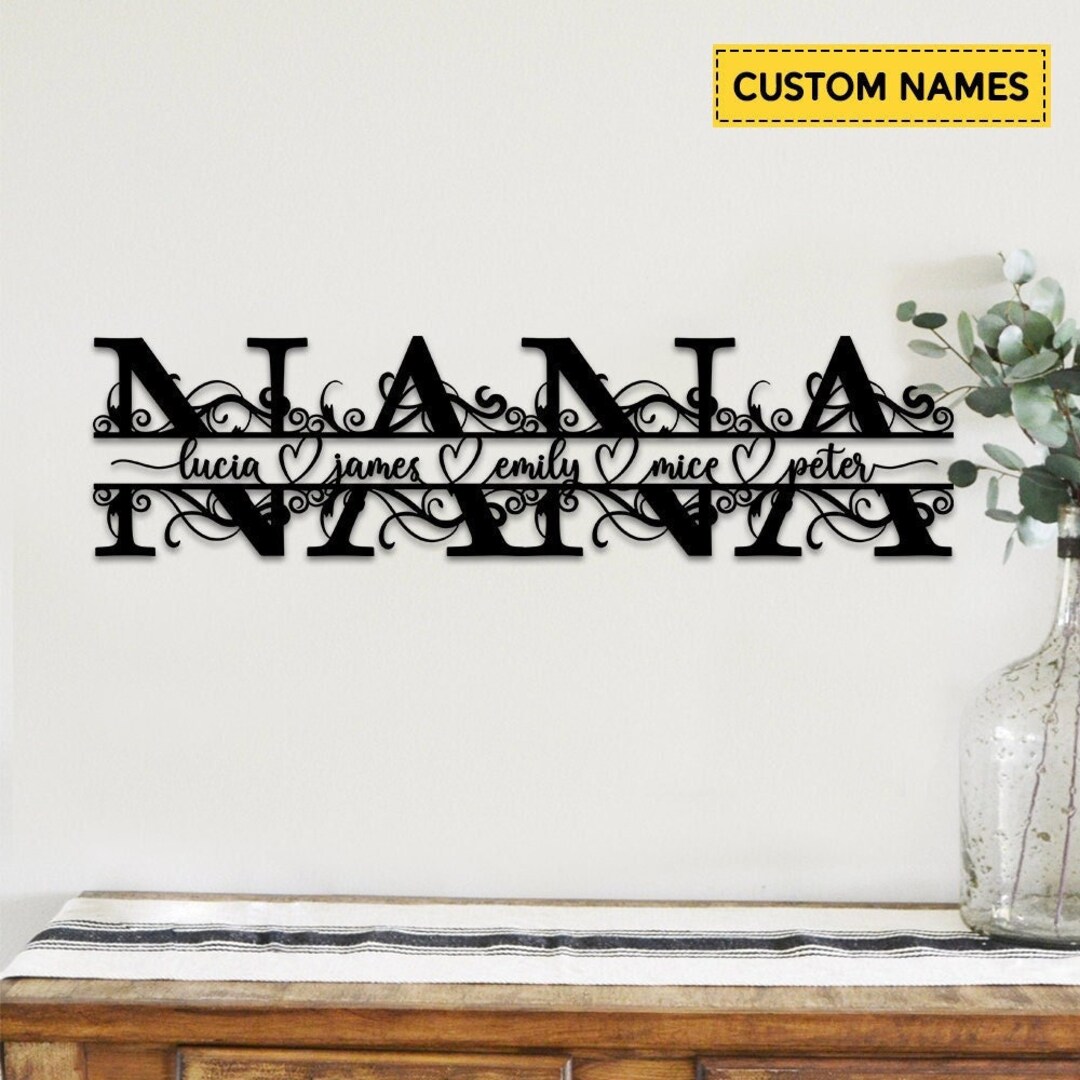 Personalized Nana Cut Metal Sign Custom Grandkids Name Mimi - Etsy