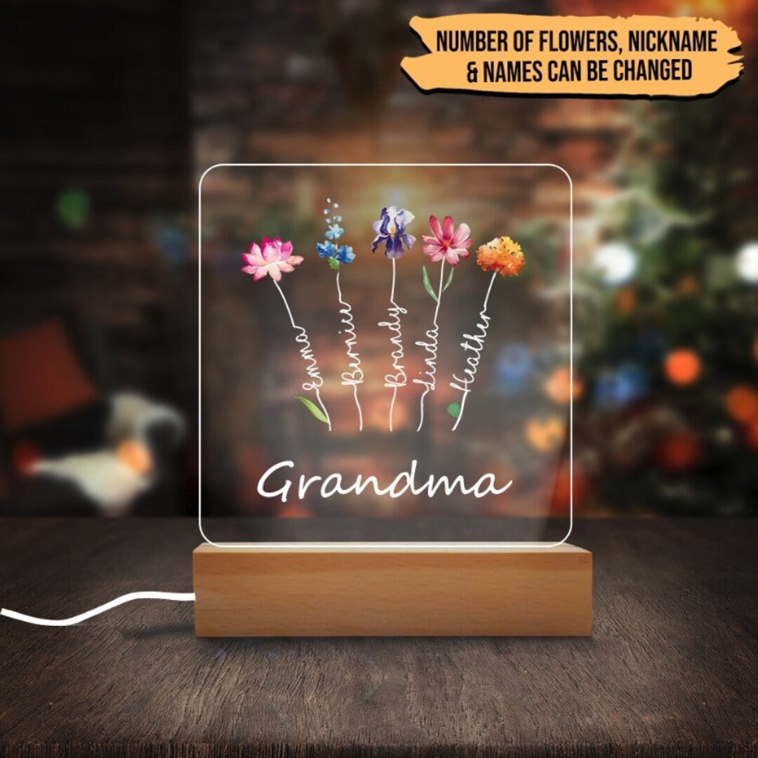 Personalized Grandma's Garden Led Night Wooden Light - Etsy