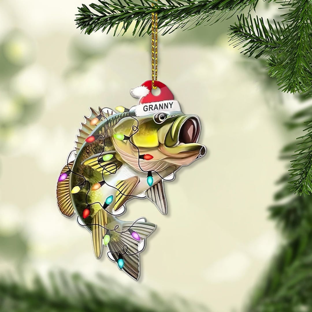 Personalized Fishing Christmas Ornament, Custom 2D Flat Fish Ornament ...