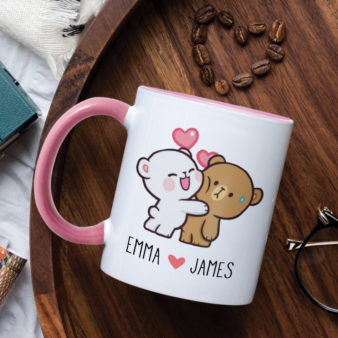 Funny Personalized Valentines Mug, Kawaii Cute Milk Mocha Bear Mug ...