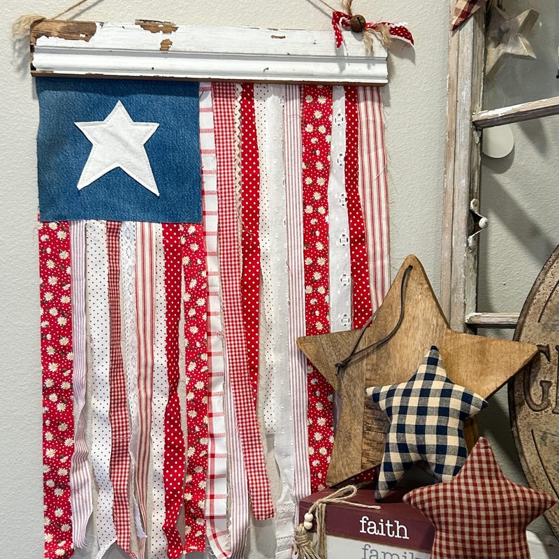 Rustic Fabric American Flags - Etsy