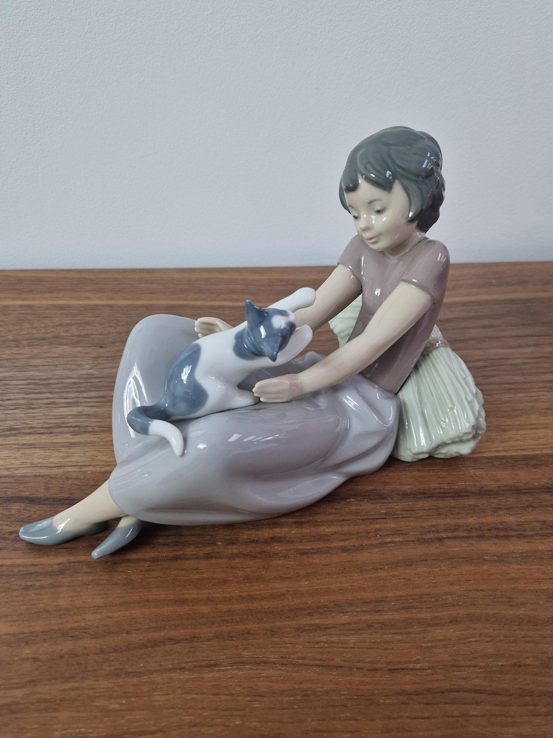 Nao by Lladro Figurine Little Girl With Kitten - Etsy