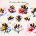 10 Watercolor Bumble Bee Clipart PNG Bumble Bee Spring Clipart Bumble ...