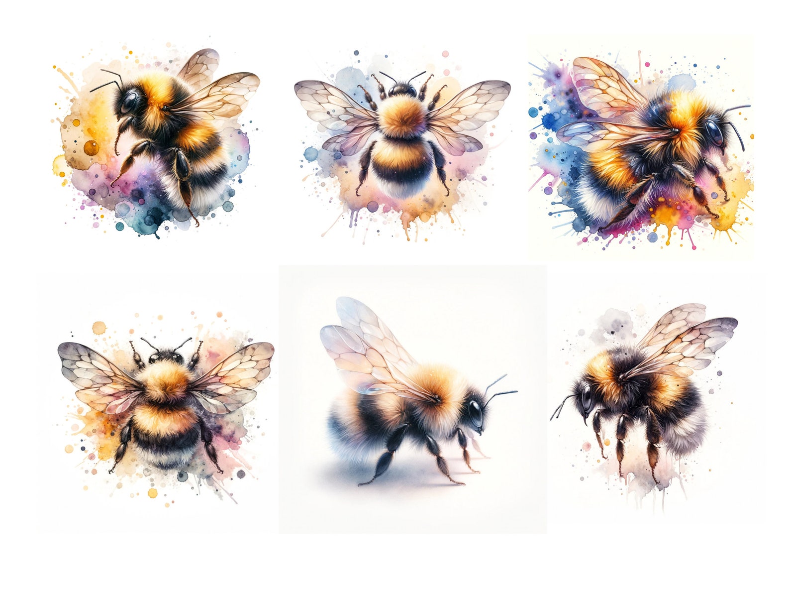 16 Watercolor Bumble Bee Clipart Jpgs Bumble Bee Pngs Bumble Bee Clip ...