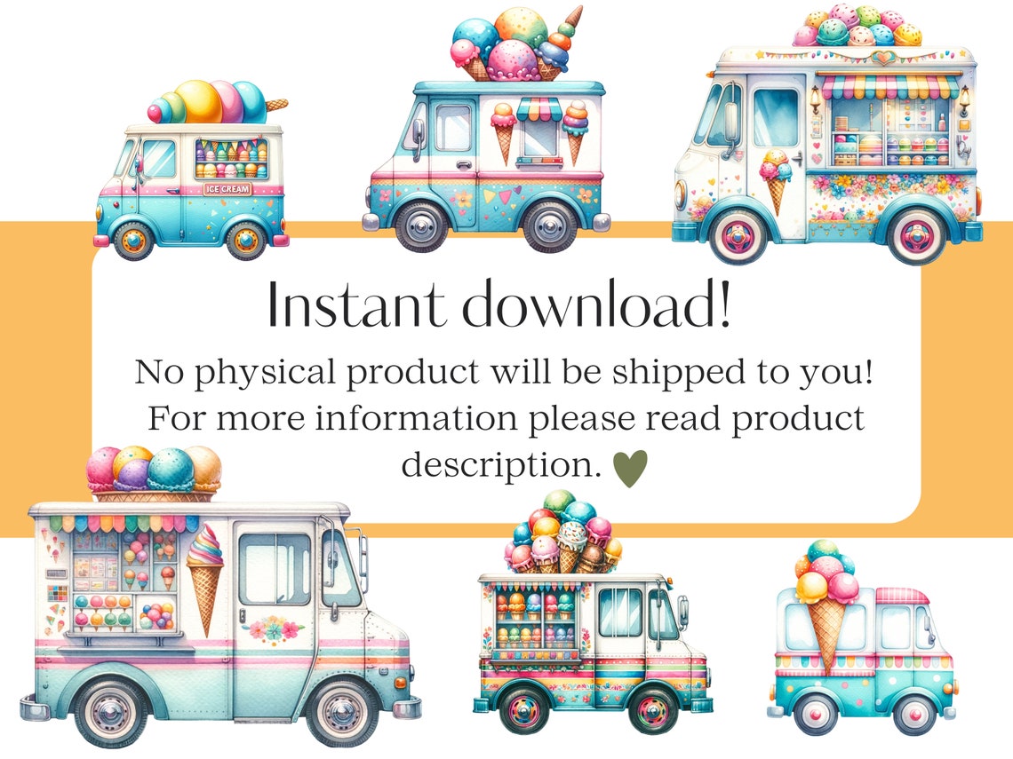 15 Ice Cream Truck Clipart Ice Cream Clipart Clipart Bundle Ice Cream ...