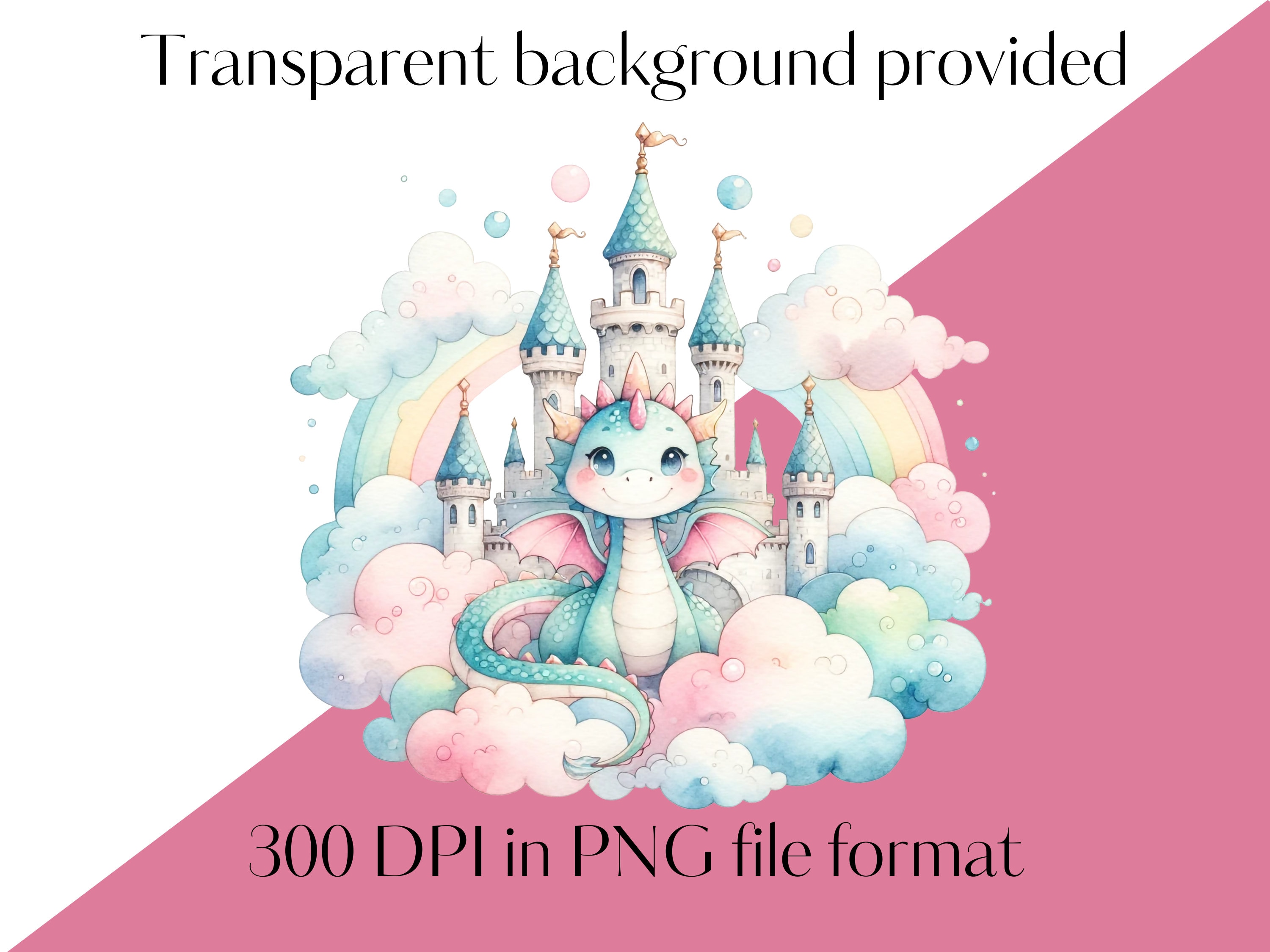 19 Dragon Clipart Watercolor Dragon PNG Fantasy Dragon Clipart Nursery ...