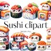 20 Cute Sushi Clipart Food Clipart Sushi PNG Watercolor Sushi Clipart ...