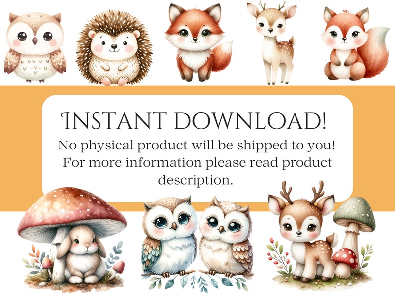 23 Woodland Animals Clipart Forest Clipart PNG SVG Designs Mushroom ...