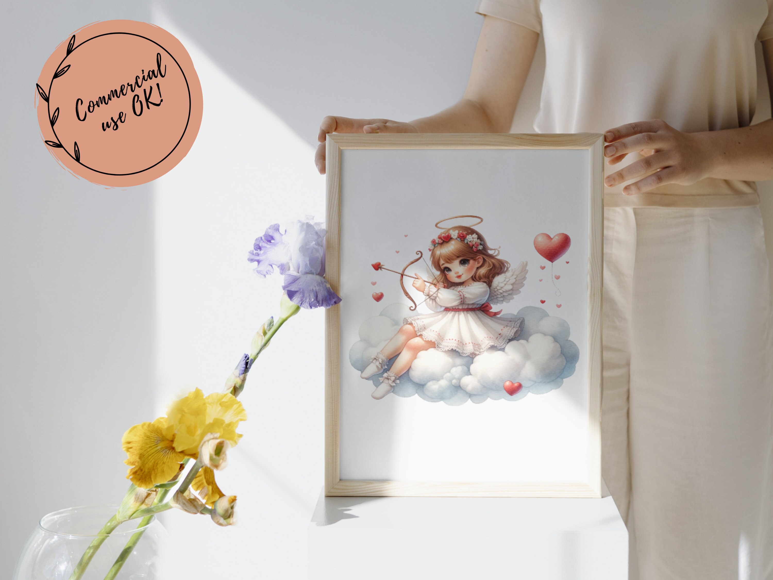 12 Cupid Clipart Watercolor Baby Angel Clipart PNG SVG Nursery Clipart ...