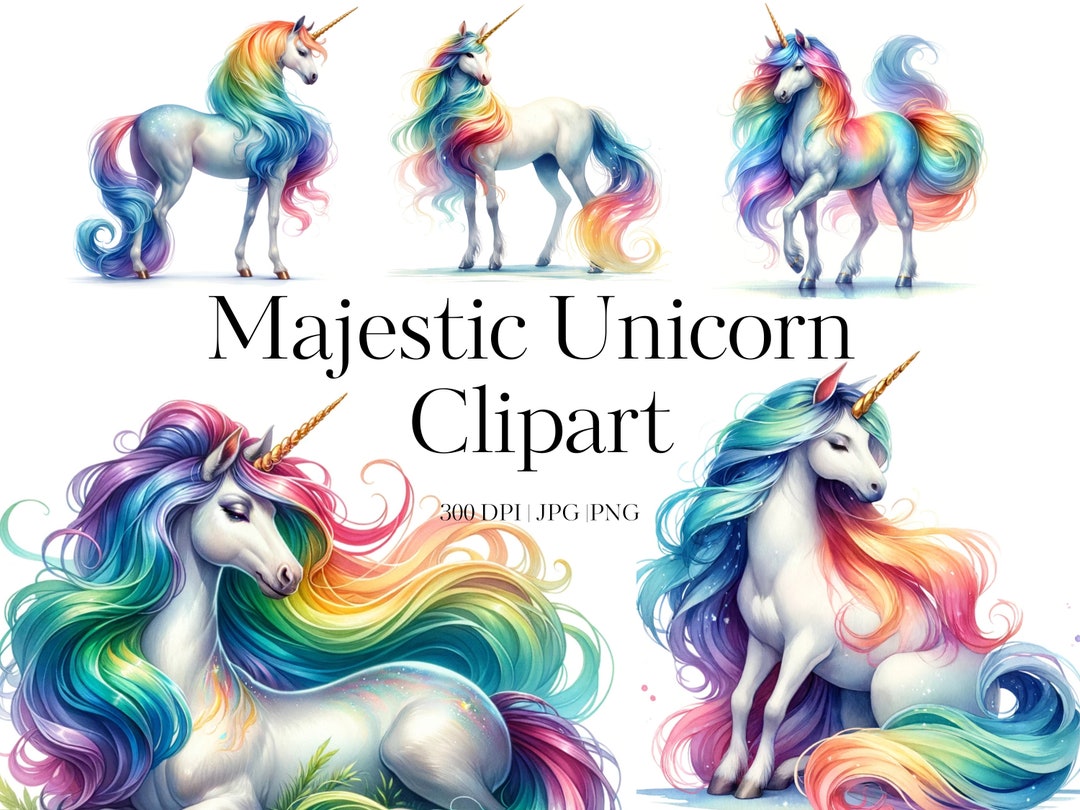 16 Rainbow Unicorn Clipart Bundle High Quality JPG Unicorn Clip Art ...