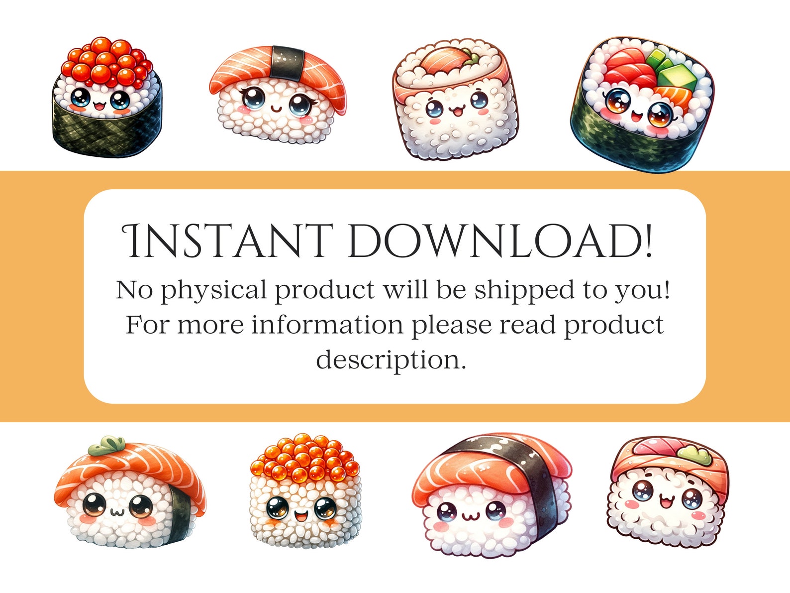 20 Cute Sushi Clipart Food Clipart Sushi PNG Watercolor Sushi Clipart ...