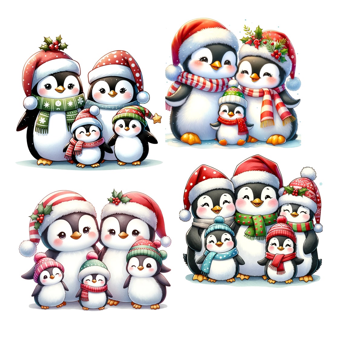 20 Watercolor Penguin Clipart Penguin Family Clipart Cliparts Bundle ...