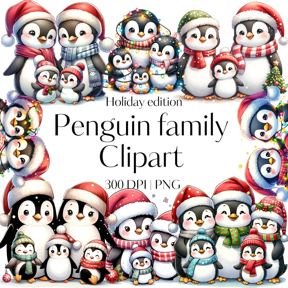 20 Watercolor Penguin Clipart Penguin Family Clipart Cliparts Bundle ...