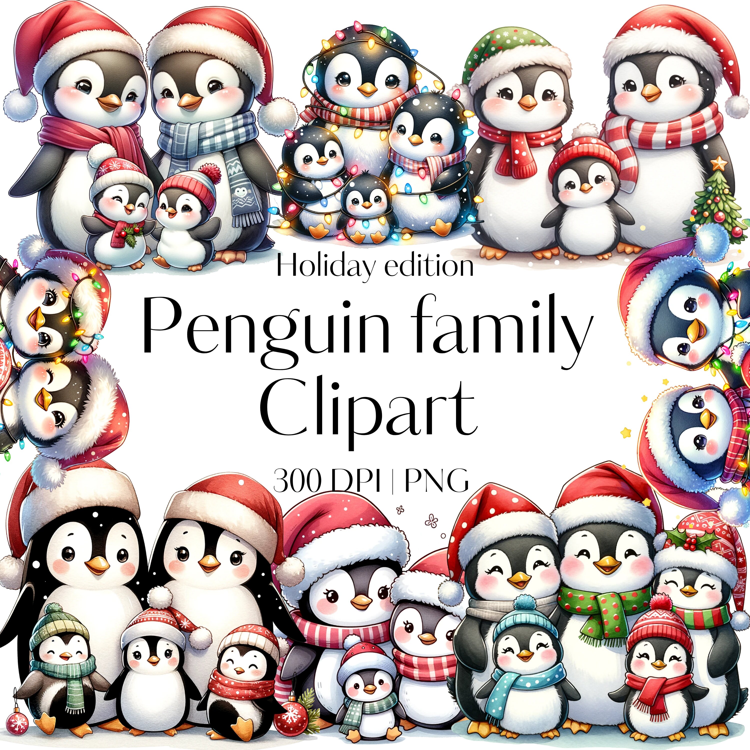 20 Watercolor Penguin Clipart Penguin Family Clipart Cliparts Bundle ...