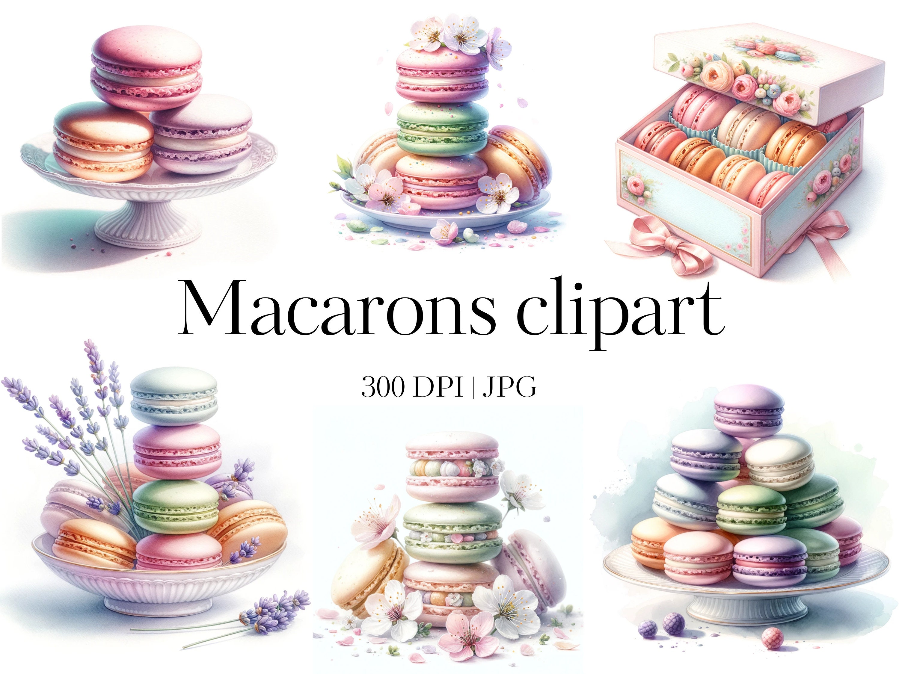 12 Macaron Clipart, High Quality Jpgs, Printable Watercolor Clipart ...