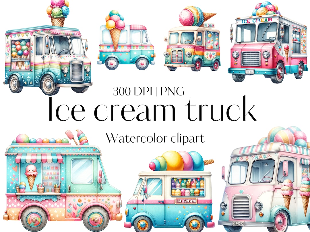 15 Ice Cream Truck Clipart Ice Cream Clipart Clipart Bundle Ice Cream ...