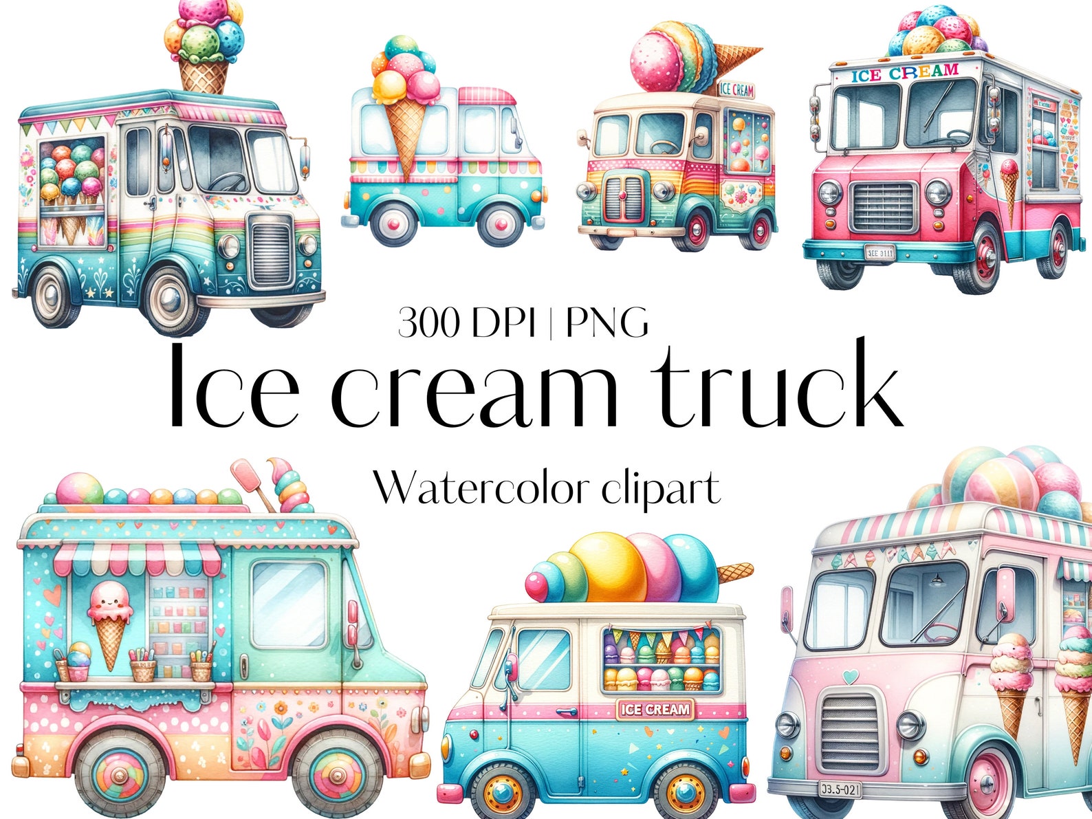 15 Ice Cream Truck Clipart Ice Cream Clipart Clipart Bundle Ice Cream ...