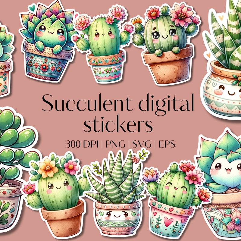Printable Cactus Stickers - Etsy