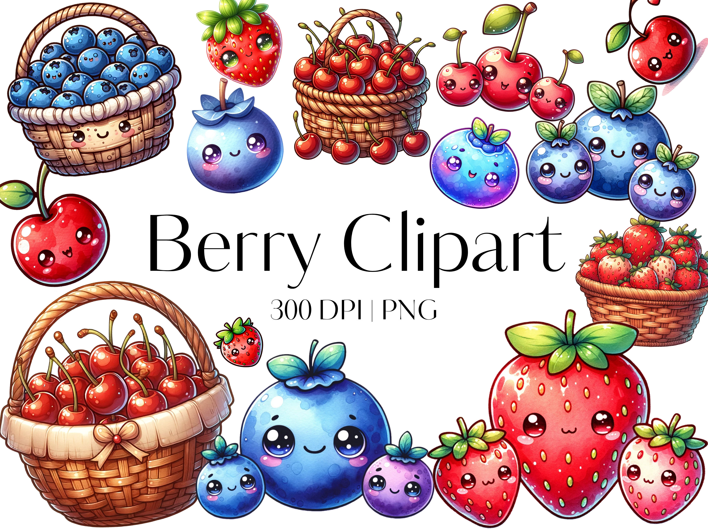 19 Cute Berries Clipart - Strawberry Clipart - Cherry Clipart ...