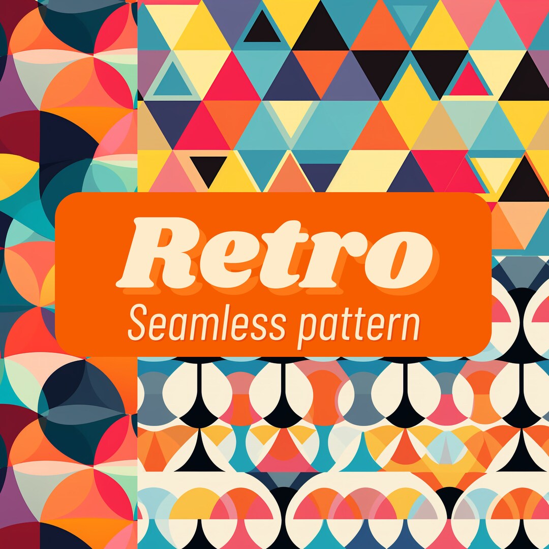 10 Retro Seamless Pattern SVG | Retro Background PNG | Groovy Seamless ...