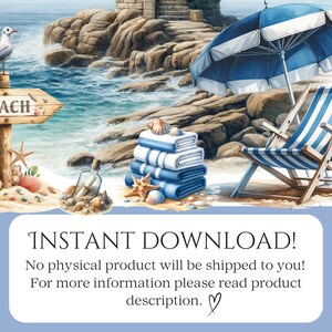 Watercolor Beach Clipart Bundle - Nautical Clipart - 27 PNG - Travel ...