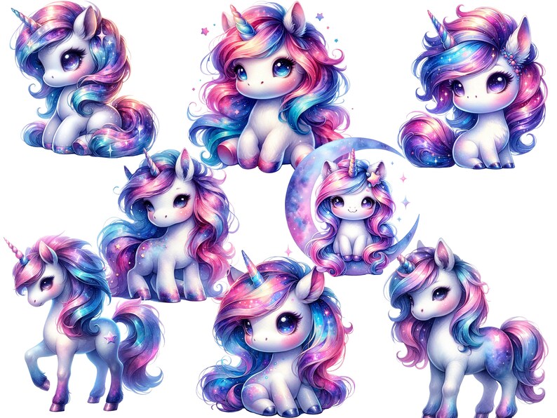 15 Magical Unicorn Clipart Bundle Rainbow Unicorn Clip Art Elements ...