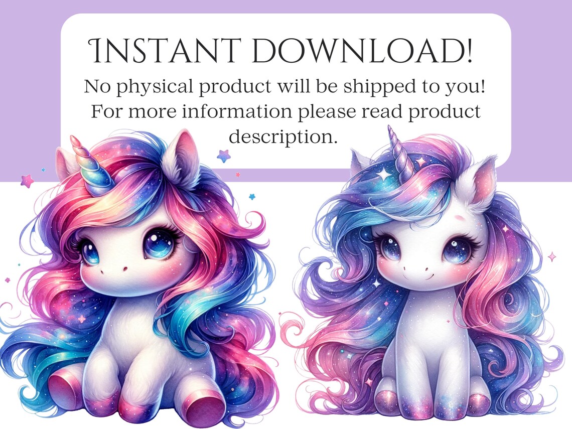 15 Magical Unicorn Clipart Bundle Rainbow Unicorn Clip Art Elements ...