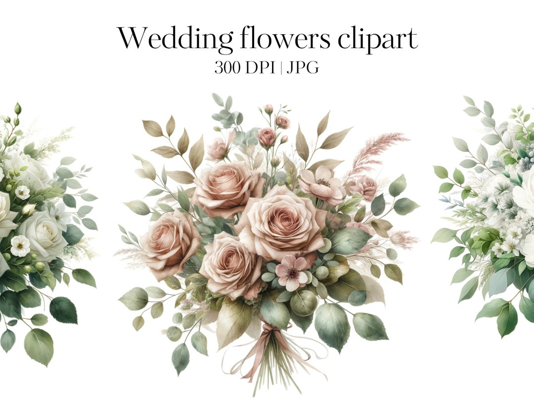 Wedding Flowers Clipart Bundle | High Quality Watercolor 20 Jpgs for ...