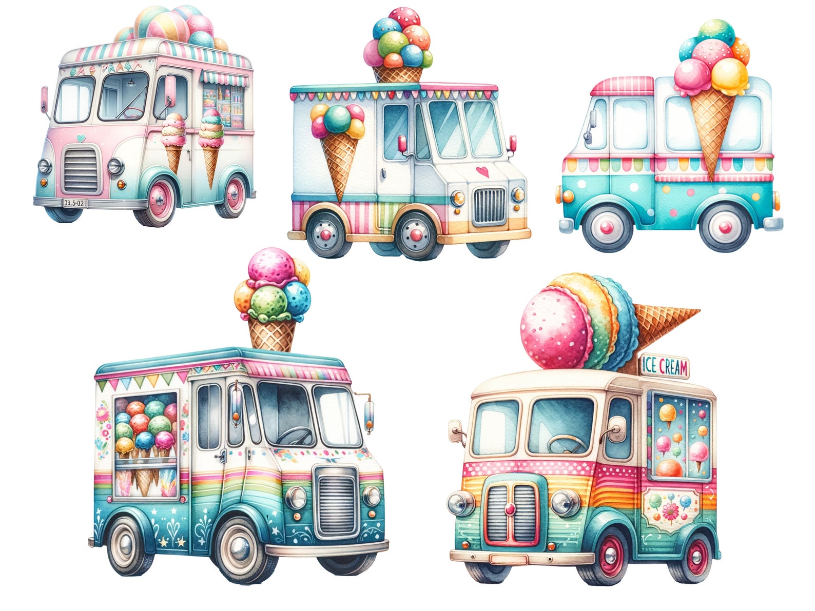15 Ice Cream Truck Clipart Ice Cream Clipart Clipart Bundle Ice Cream ...