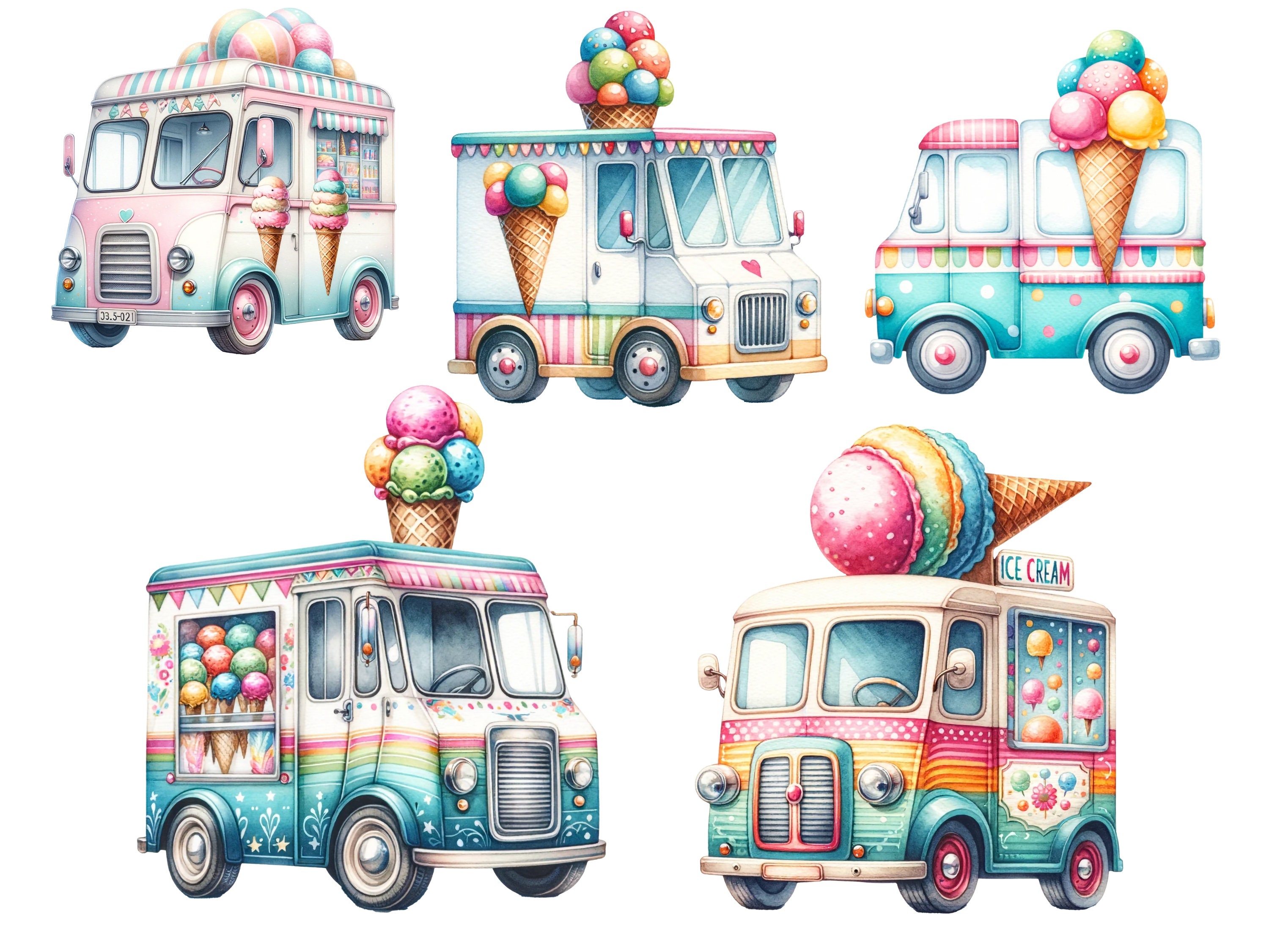 15 Ice Cream Truck Clipart Ice Cream Clipart Clipart Bundle Ice Cream ...
