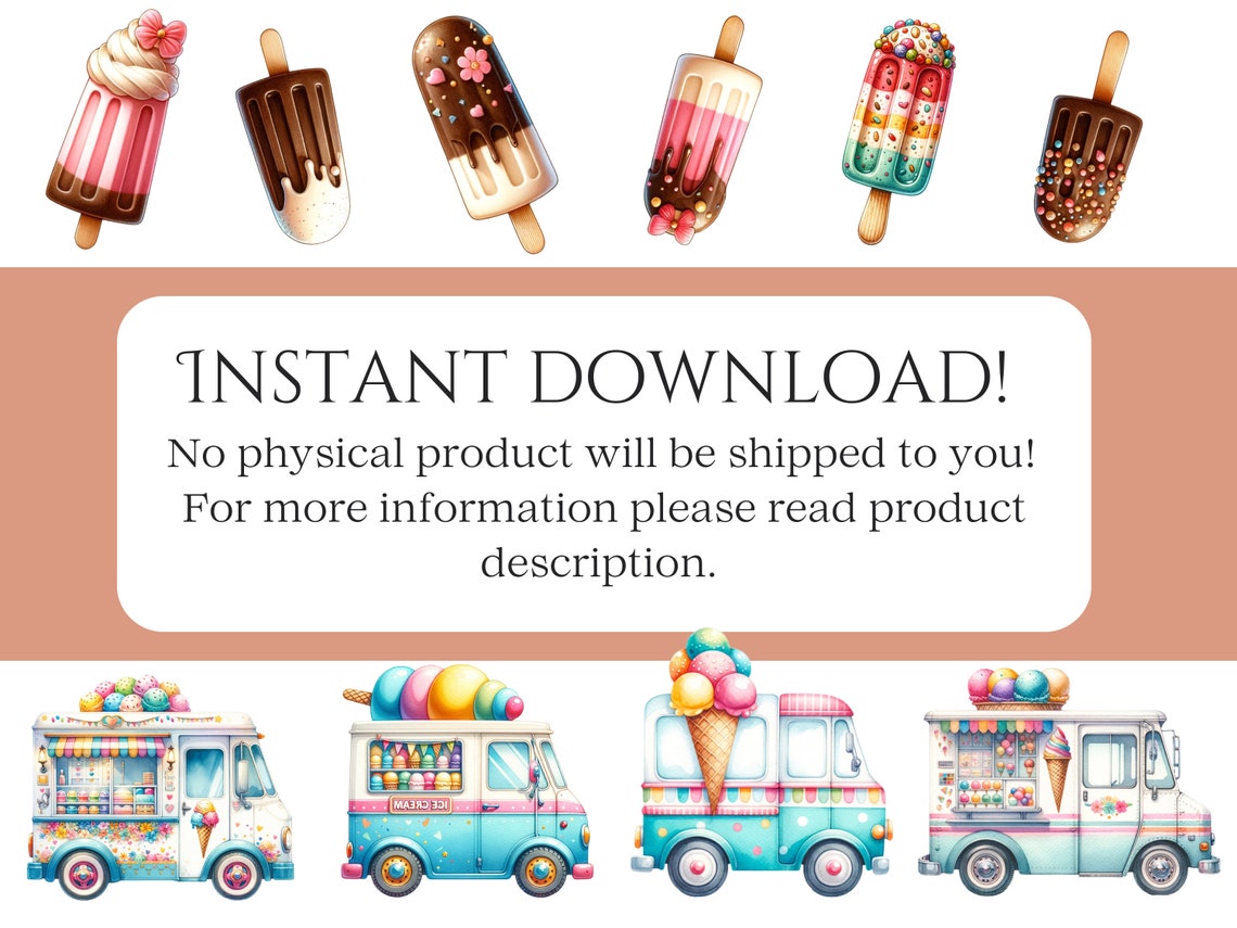 29 Ice Cream Clipart Digital Stickers Ice Cream PNG SVG Cricut Stickers ...